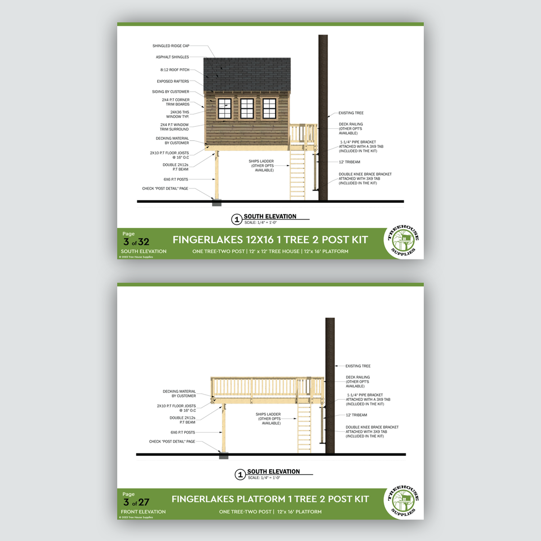 12' x 16' Rectangular Treehouse Plan | Treehouse Plans & Hardware ...