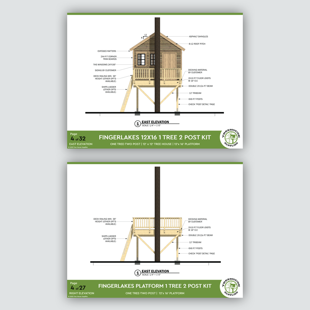 12' x 16' Rectangular Treehouse Plan | Treehouse Plans & Hardware ...