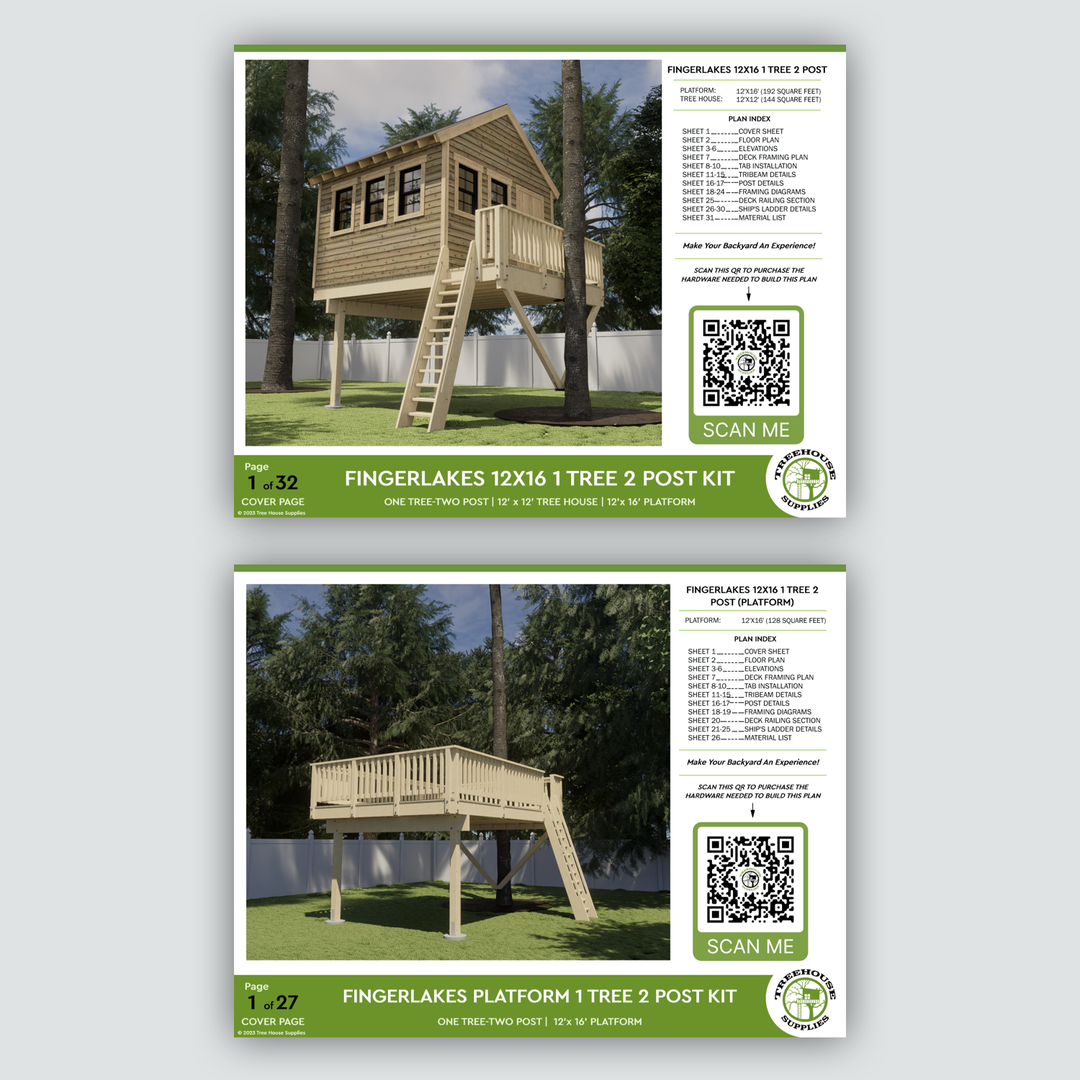 12' x 16' Rectangular Treehouse Plan | Treehouse Plans & Hardware ...