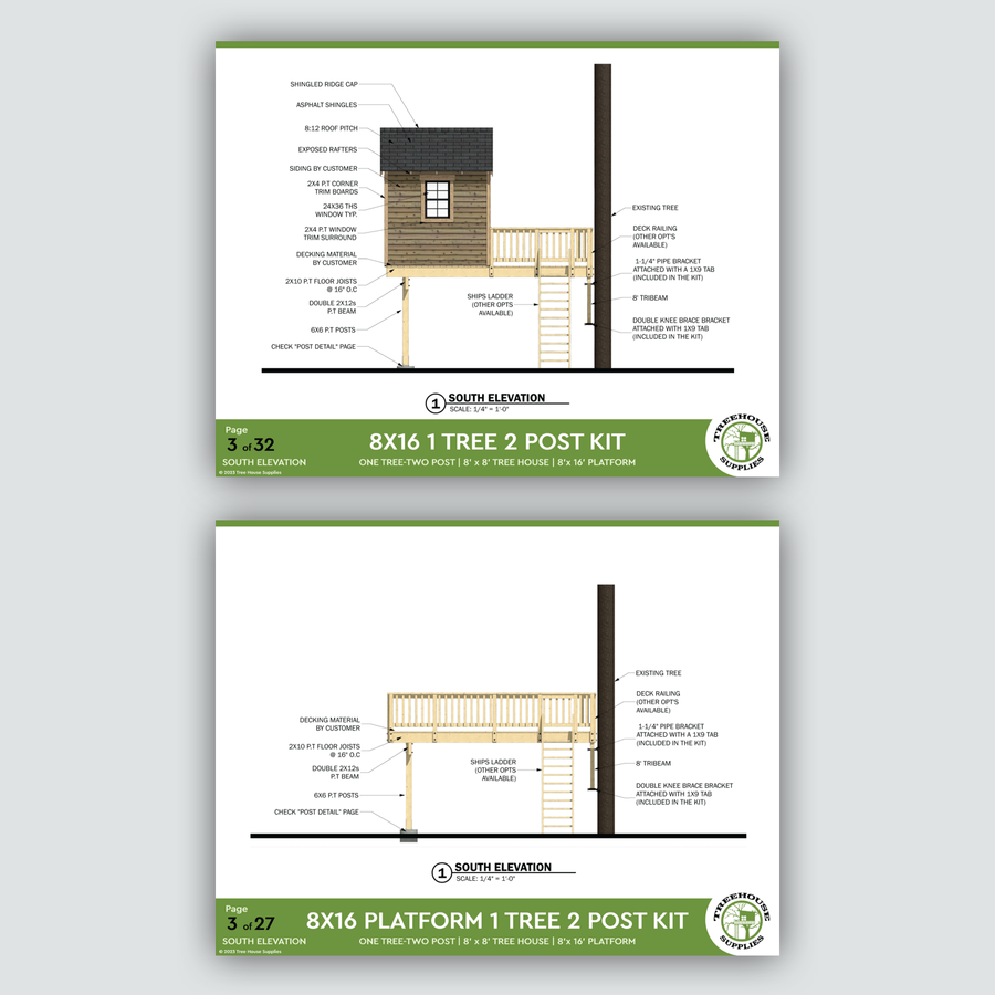 8' x 16' Rectangular Treehouse Plan | Treehouse Plans & Hardware ...