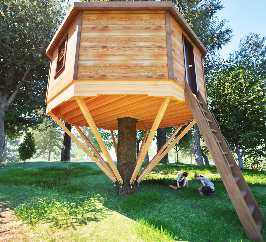 16' Octagon Treehouse Plan | Standard Treehouse Plans & Attachment ...