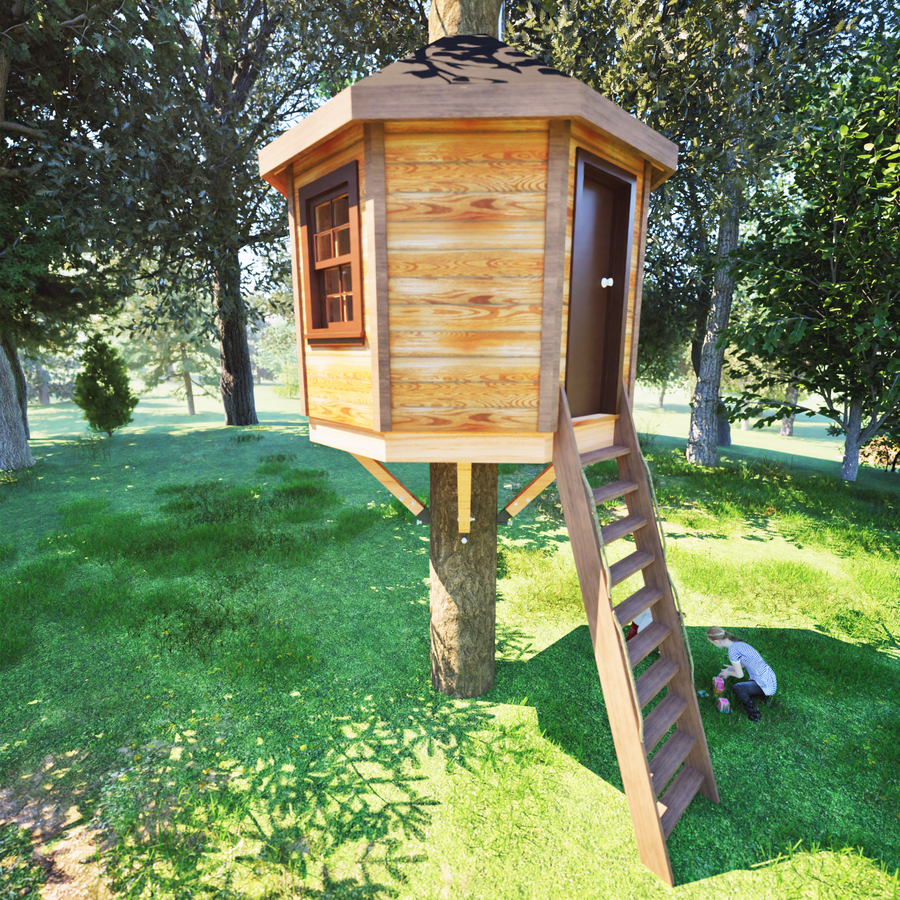 8' Octagon Treehouse Plan | Standard Treehouse Plans & Attachment ...