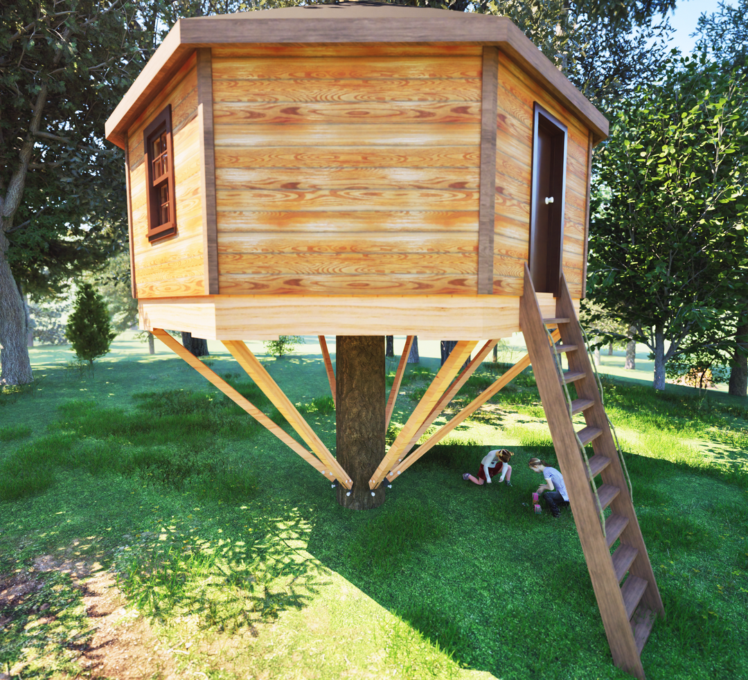 16' Octagon Treehouse Plan | Standard Treehouse Plans & Attachment ...