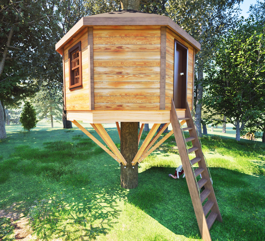 12' Octagon Treehouse Plan | Standard Treehouse Plans & Attachment ...
