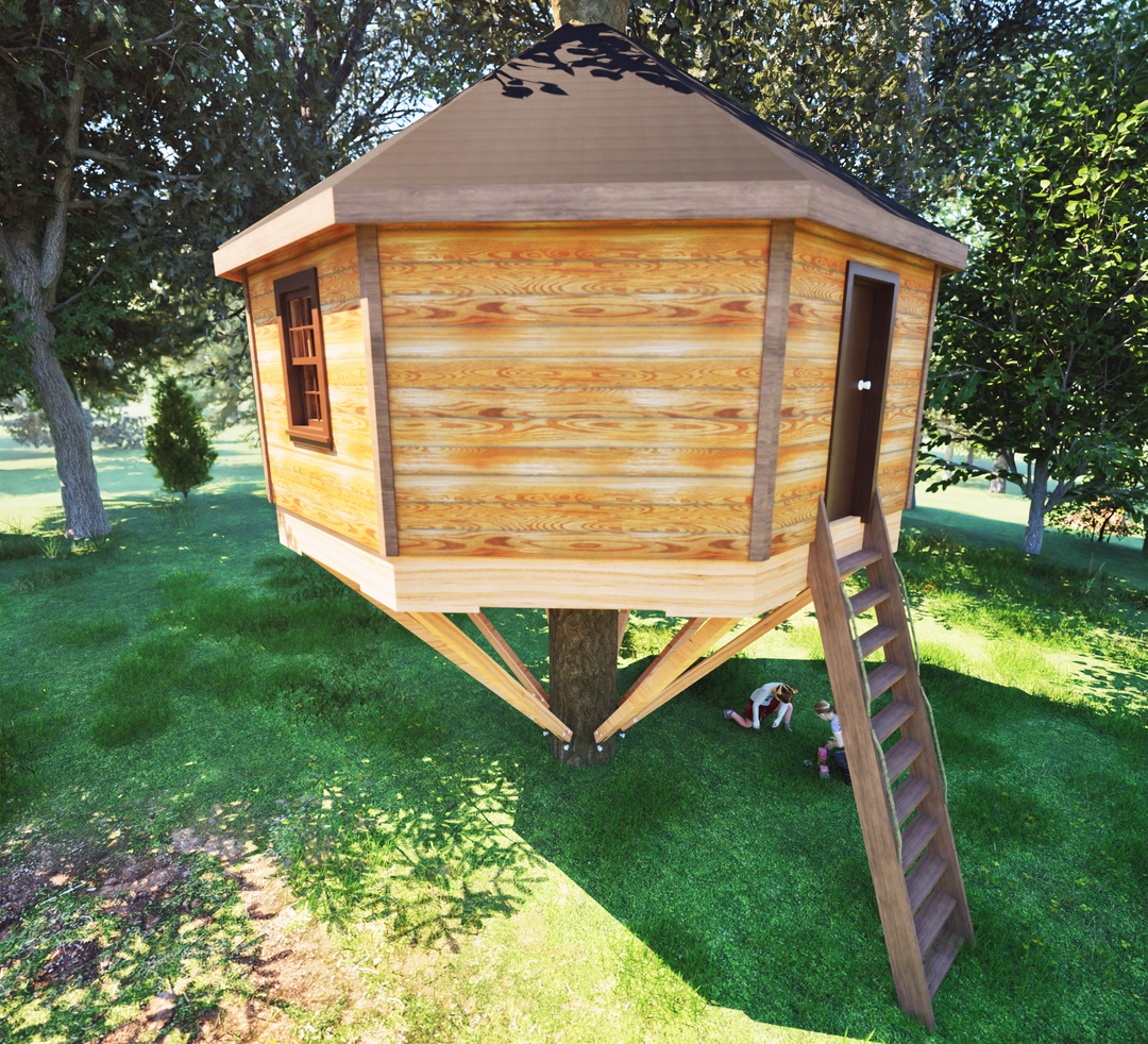 16' Octagon Treehouse Plan | Standard Treehouse Plans & Attachment ...