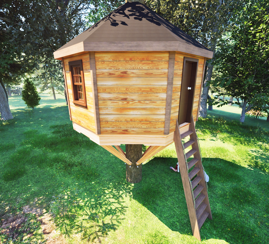 12' Octagon Treehouse Plan | Standard Treehouse Plans & Attachment ...