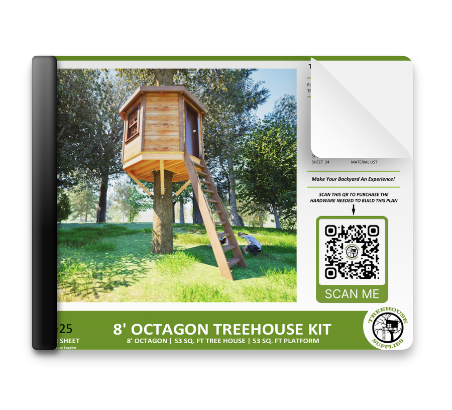 8' Octagon Treehouse Plan | Standard Treehouse Plans & Attachment ...