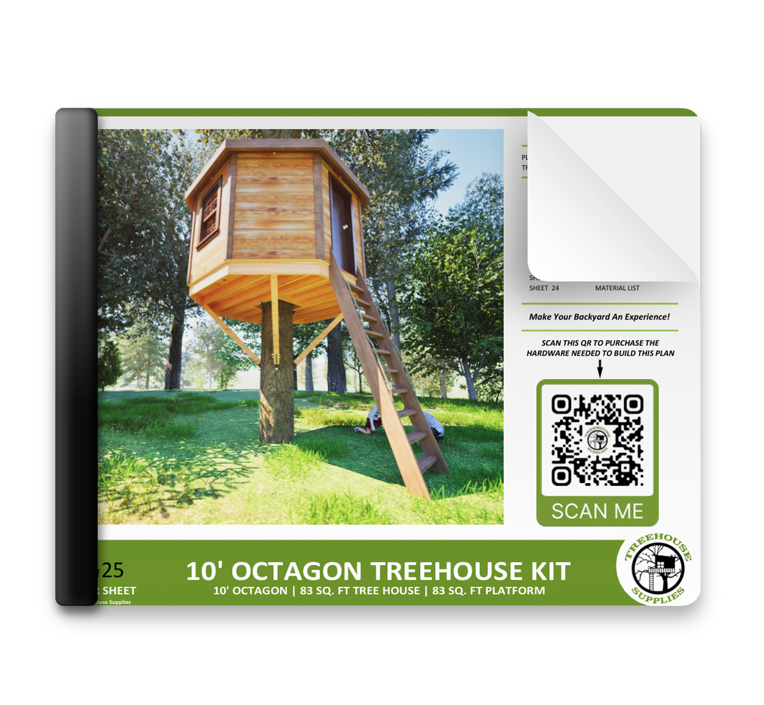 10' Octagon Treehouse Plan | Standard Treehouse Plans & Attachment ...