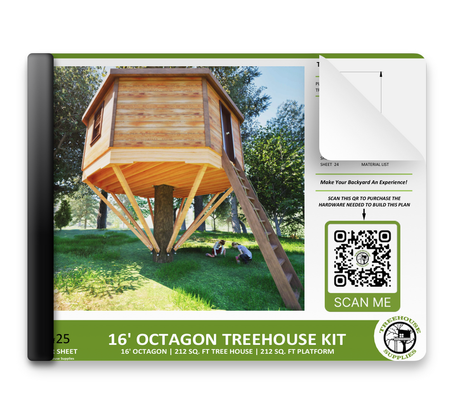 16' Octagon Treehouse Plan | Standard Treehouse Plans & Attachment ...