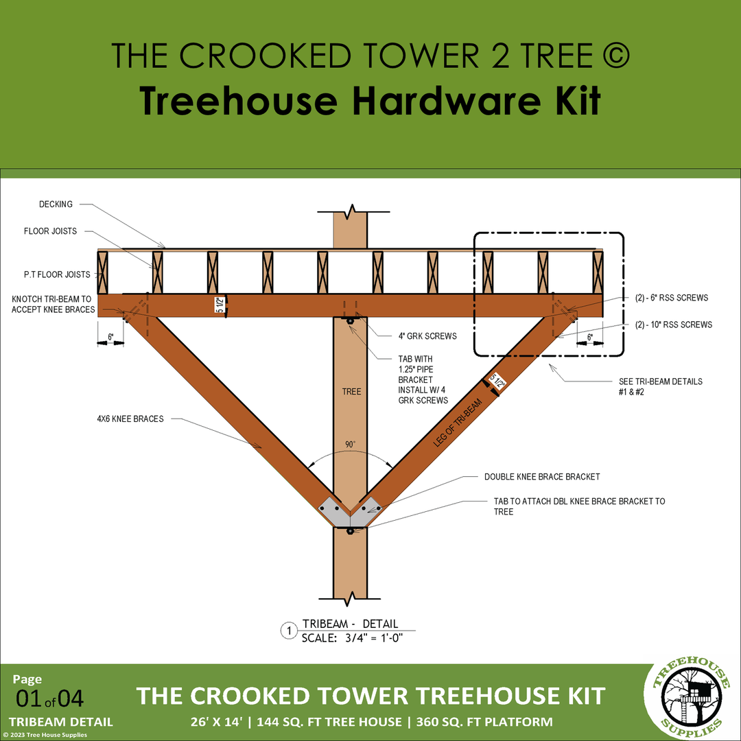 2-Tree 8x14ft Treehouse Kit | Treehouse Hardware – Treehouse Supplies
