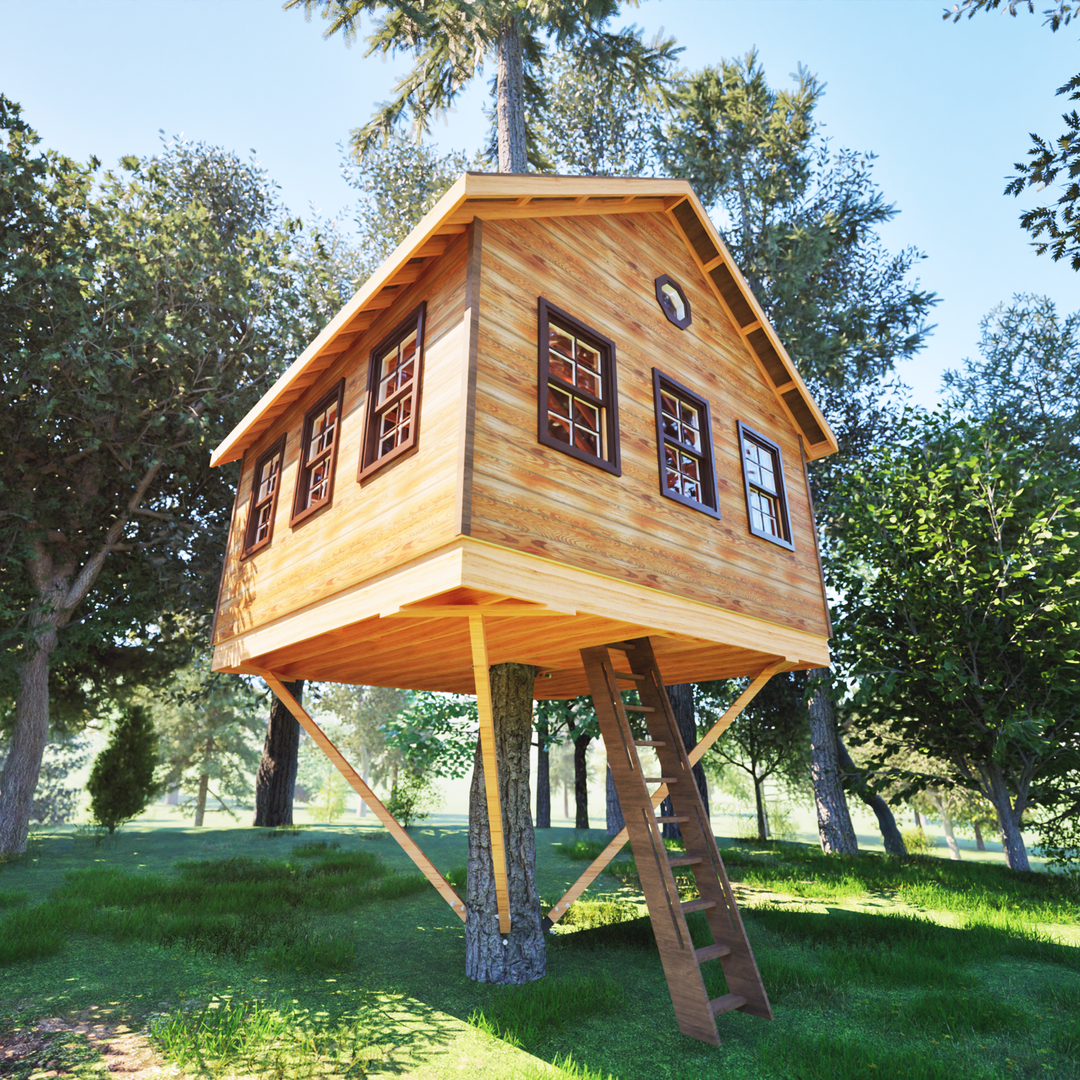 16' Square Treehouse Plan | Standard Treehouse Plans & Attachment ...