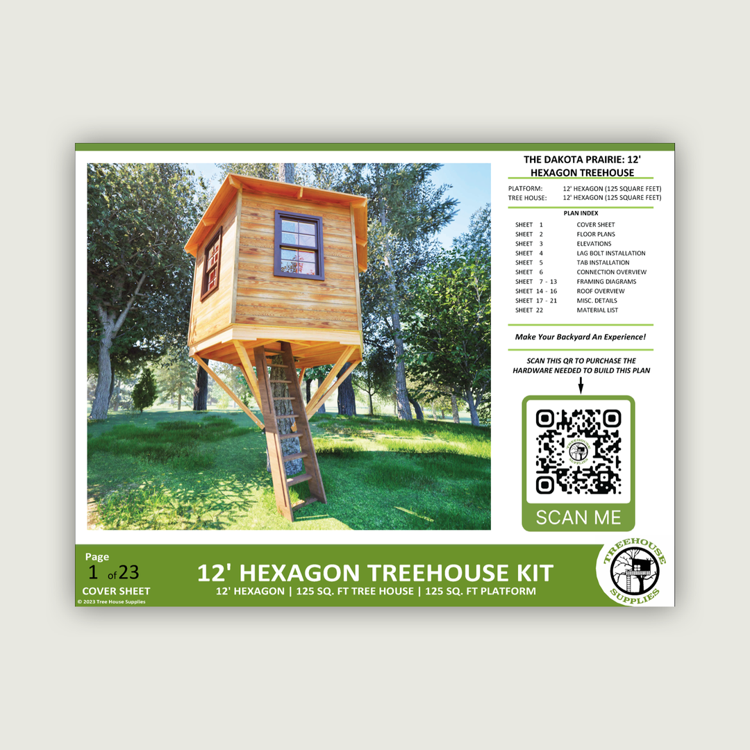 12' Hexagon Treehouse Plan | Standard Treehouse Plans & Attachment ...