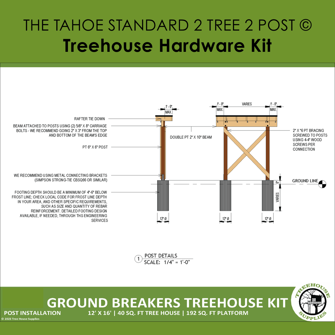2-Tree, 2-Post Treehouse Kit (Standard) – Treehouse Supplies
