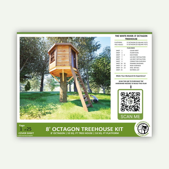 10' Octagon Treehouse Plan | Standard Treehouse Plans & Attachment ...