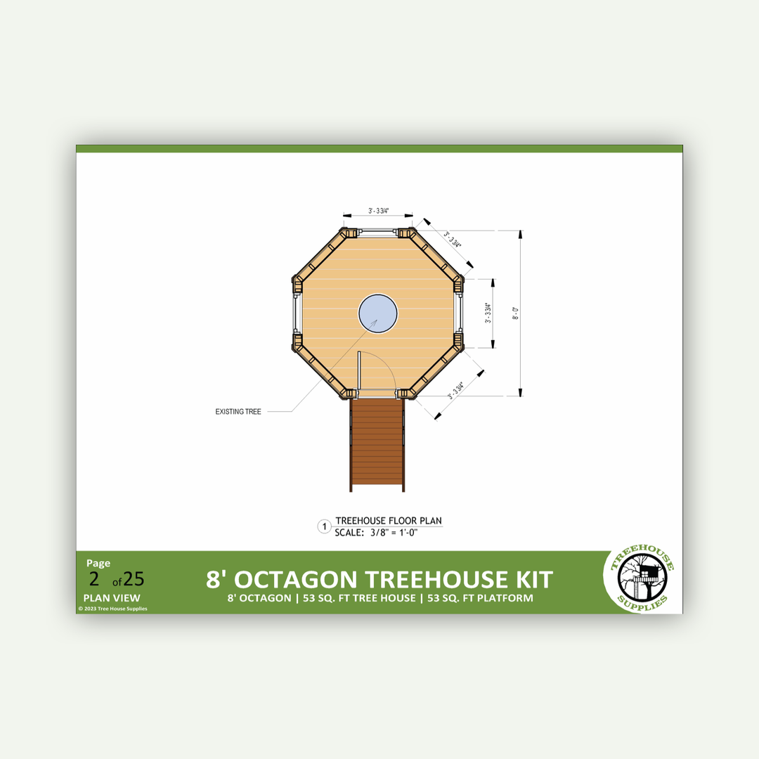 8' Octagon Treehouse Plan | Standard Treehouse Plans & Attachment ...