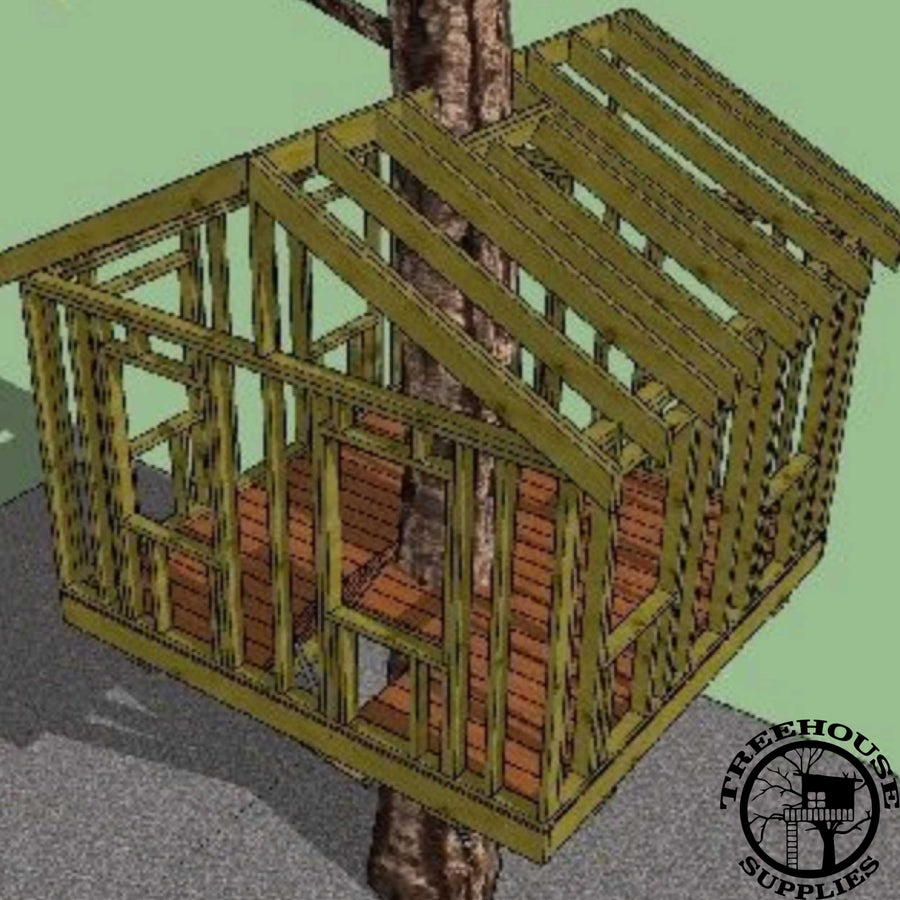 10' Square Treehouse Plan | Standard Treehouse Plans & Attachment ...